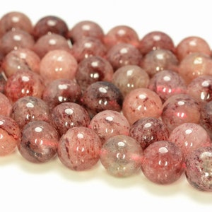 8mm Genuine Red Strawberry Lepidocrocite Quartz Gemstone Grade A Round ...