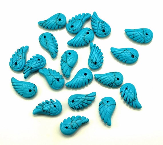 15X8MM Turquoise Gemstone Carved Angel Wing Beads BULK LOT - Etsy