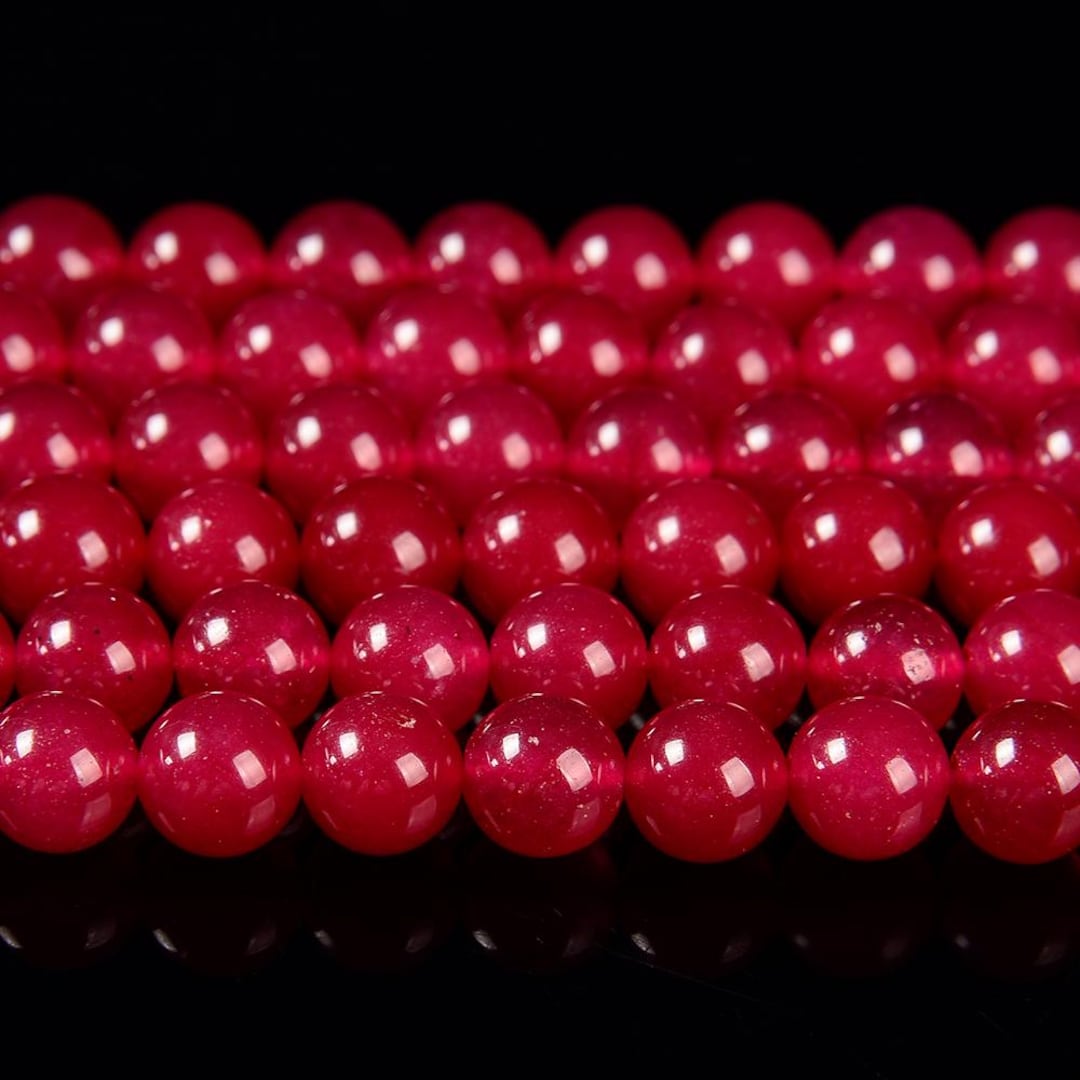 Ruby Red Color Jade Gemstone Round 6MM 8MM Loose Beads 14.5 Inch Full ...