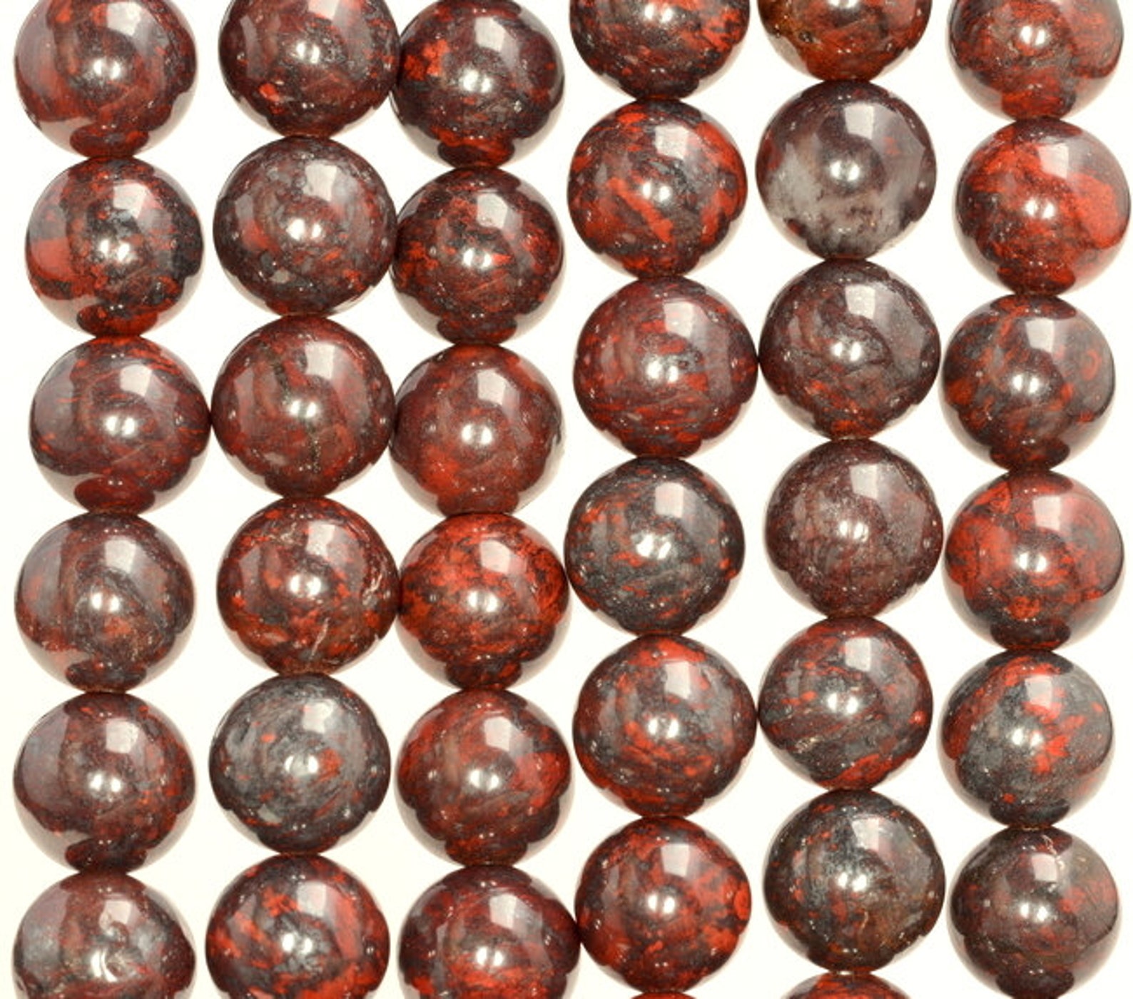 Genuine Natural Dark Red Breccia Jasper Gemstone Grade Aa Round 4mm 6mm ...