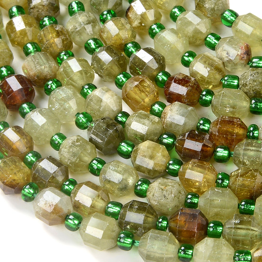 6MM Natural Green Garnet Gemstone Faceted Prism Double Point Cut Loose ...
