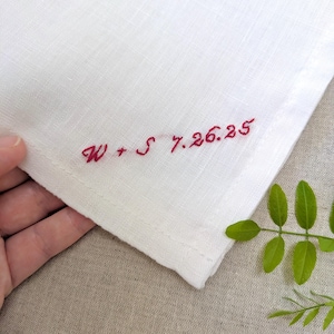 Personalized Hand Embroidered Linen Handkerchief | Monogram ...
