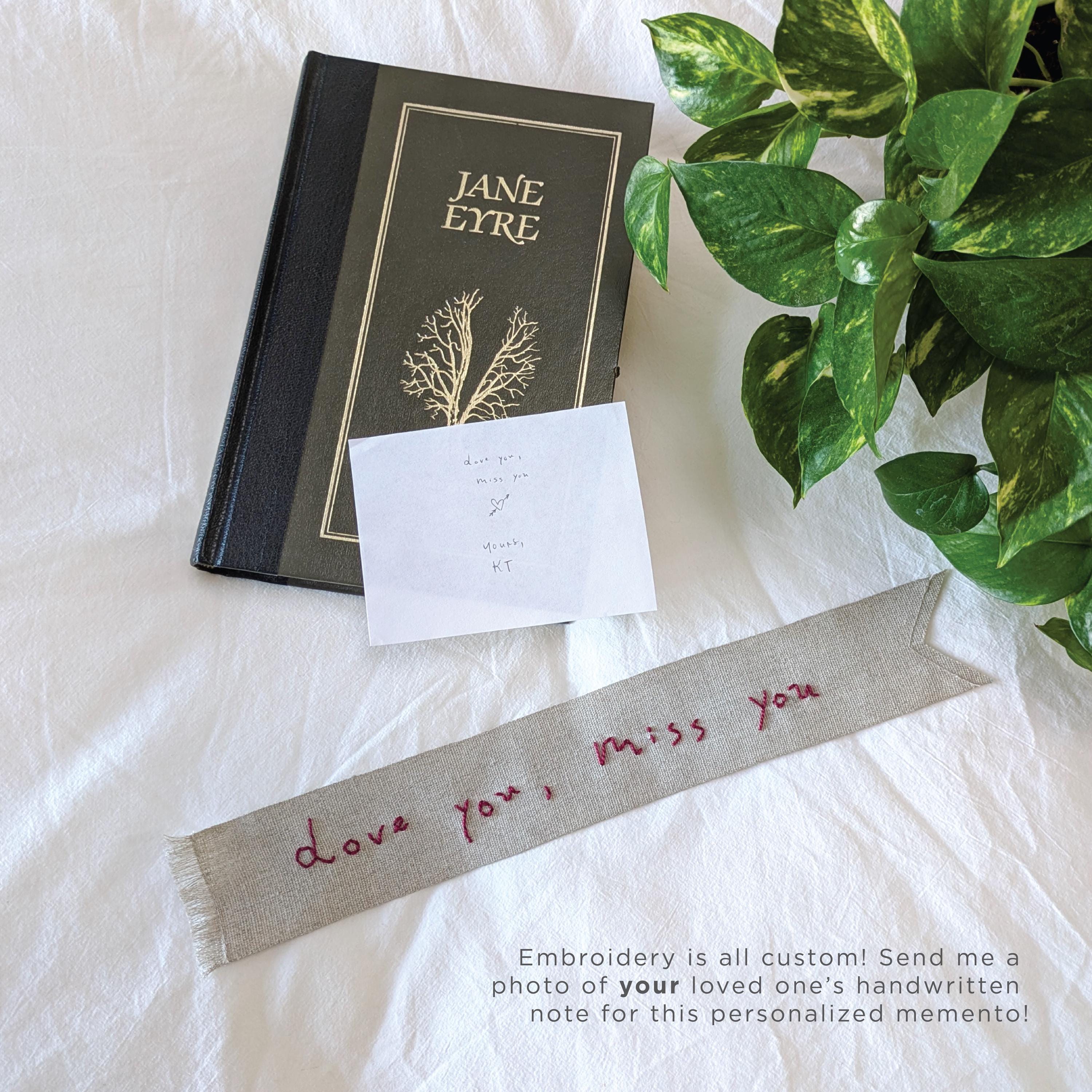 Your Loved One's Handwriting, Custom Hand Embroidered Linen Bookmark ...