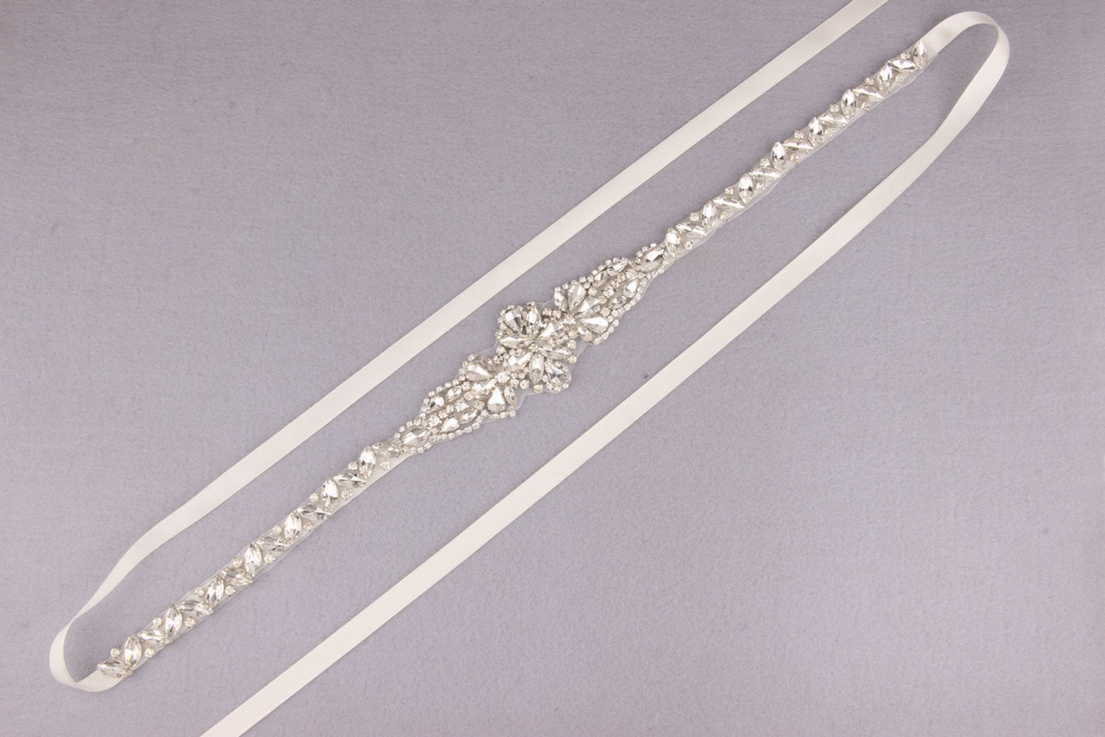 Simple Bridal Belt Silver Wedding Dress Belt Skinny Bridal | Etsy