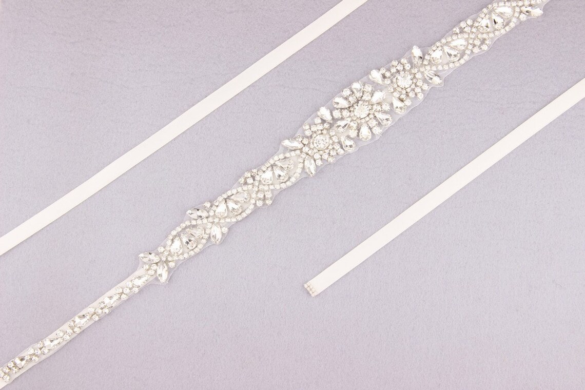 Crystal Bridal Belt: Rhinestone Wedding Dress Sash, Silver ...