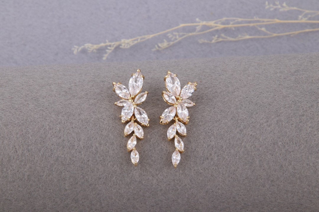 Gold Leaf Earrings Wedding Jewelry Gift for Bride Bridesmaids - Etsy