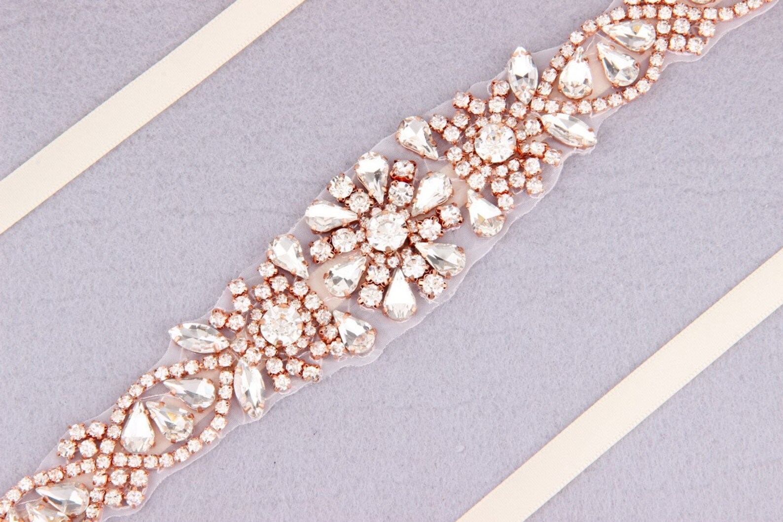 Rose Gold Bridal Dress Belt Rhinestone Wedding Belt Sash Rose - Etsy
