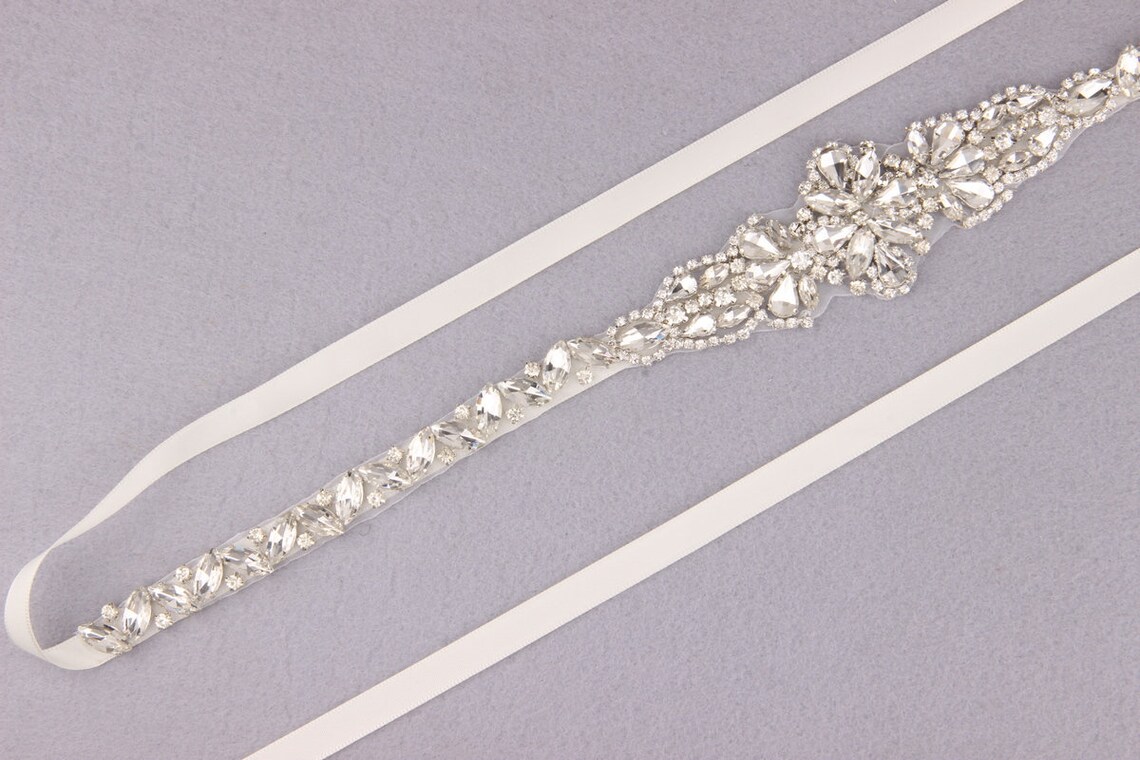 Simple Bridal Belt Silver Wedding Dress Belt Skinny Bridal | Etsy