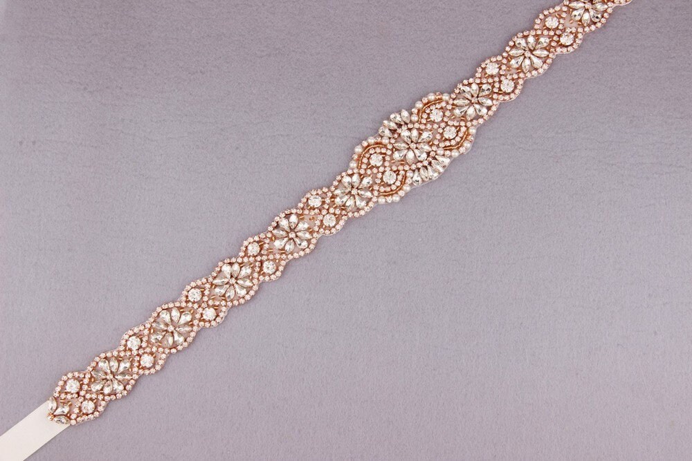Bridal Belt Rose Gold Belt Wedding Belt Skinny Bridal Belt | Etsy