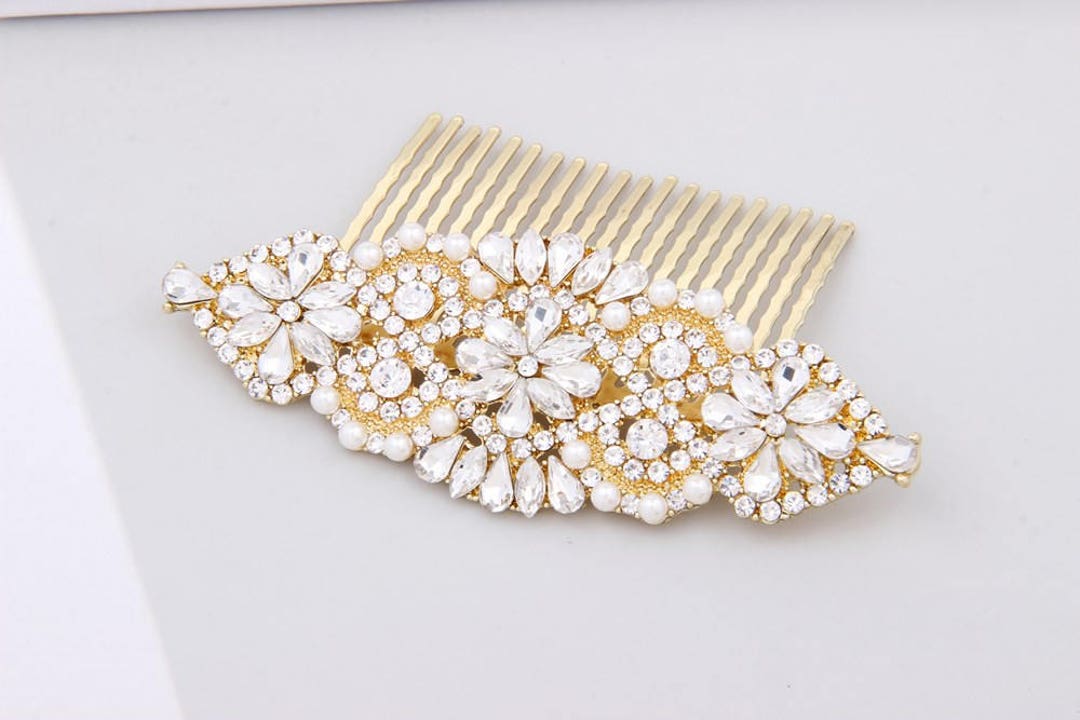 Gold Bridal Hair Comb, Floral Hair Jewelry - Etsy