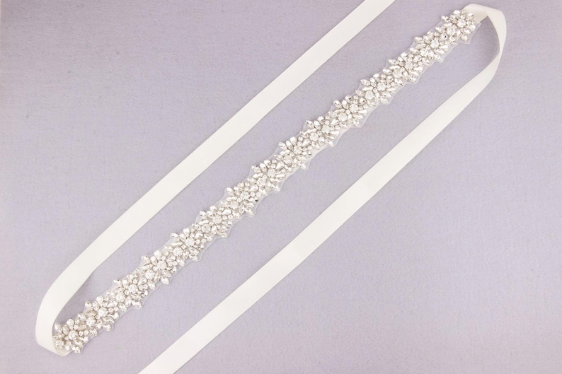 Crystal Bridal Belt, Rhinestone Wedding Dress Sash, Silver Bride ...