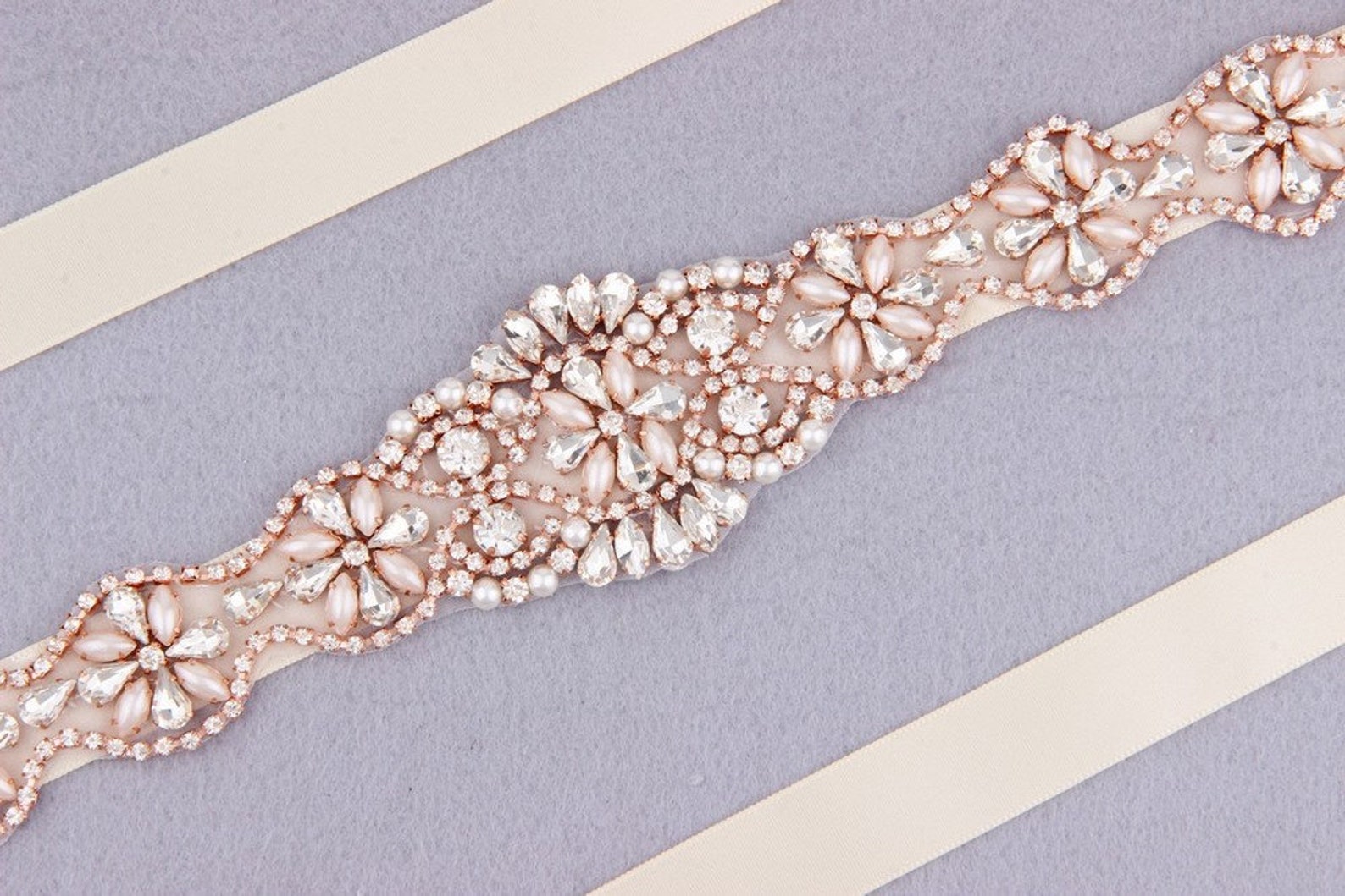 Pearl Bridal Belt Rose Gold Wedding Dress Belt Rhinestone | Etsy