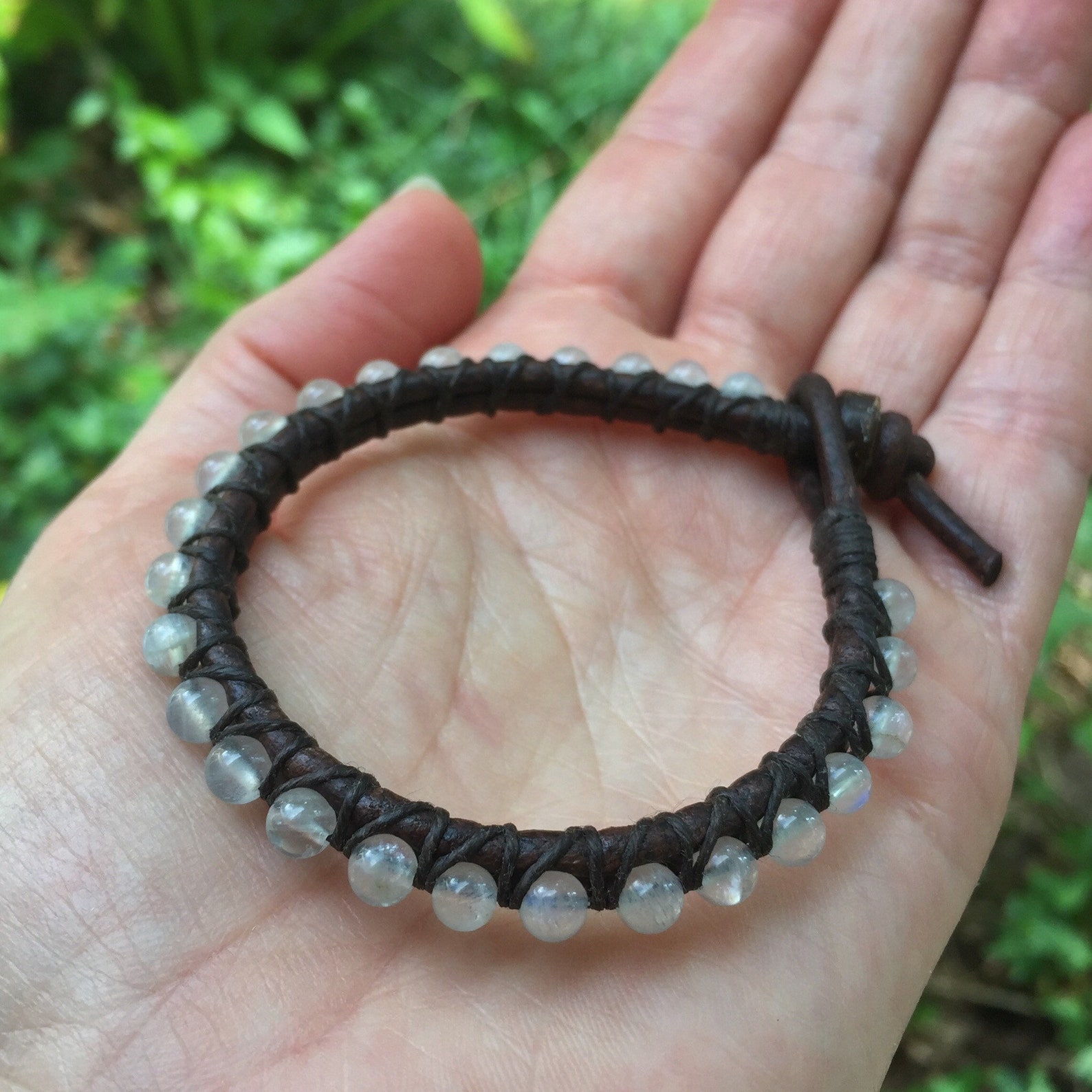 Rainbow Moonstone Bracelet Moonstone Wrap Bracelet Leather - Etsy