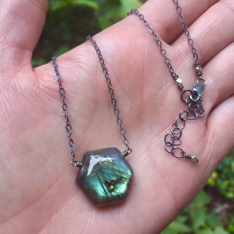 Labradorite Necklace Labradorite Pendant Sterling Silver | Etsy
