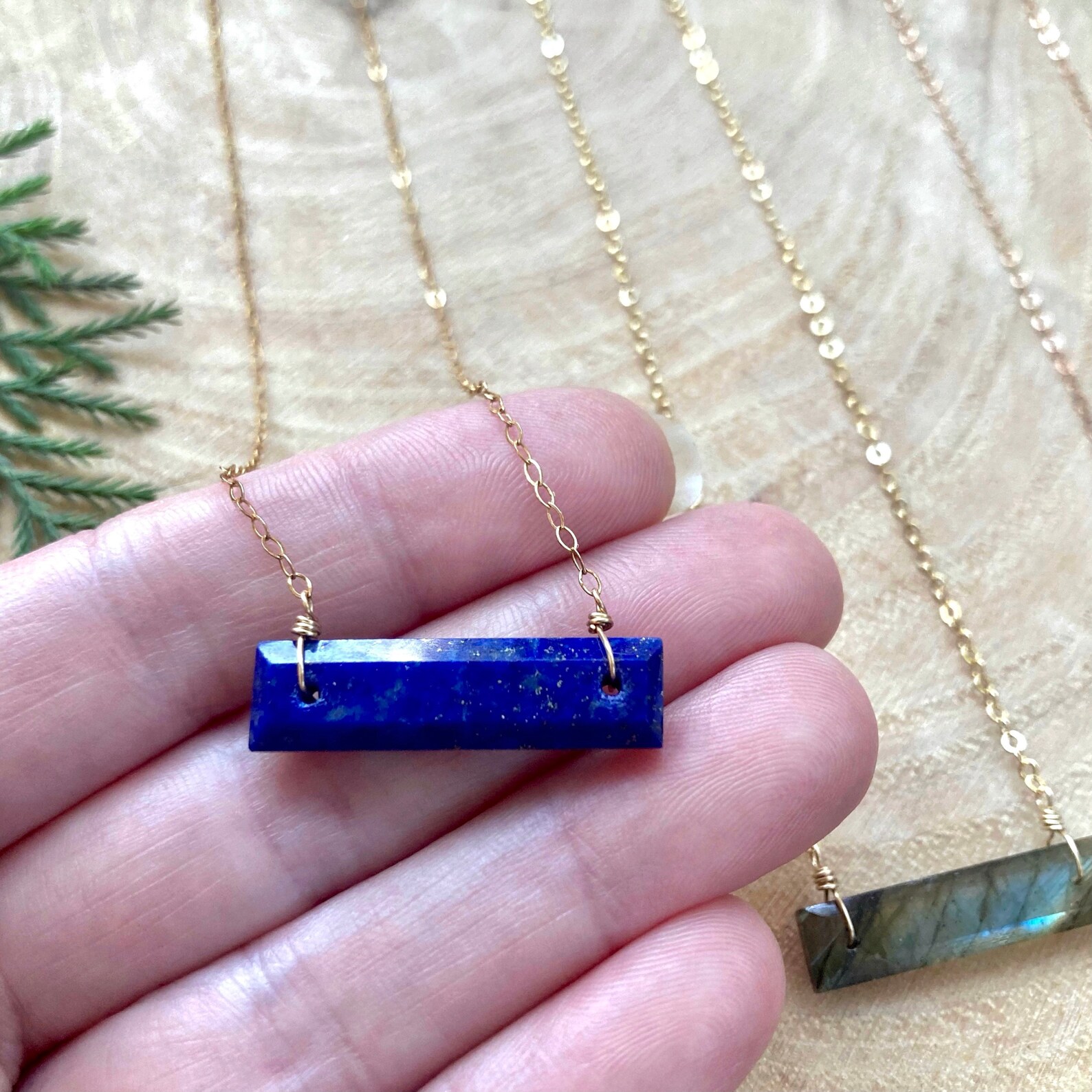 Lapis Lazuli Bar Necklace – Gemstone Pendant, Minimalist Jewelry - Etsy