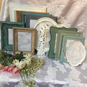 Picture Frame Set Ornate Mix Hand Painted Distressed Shabby Chic ...