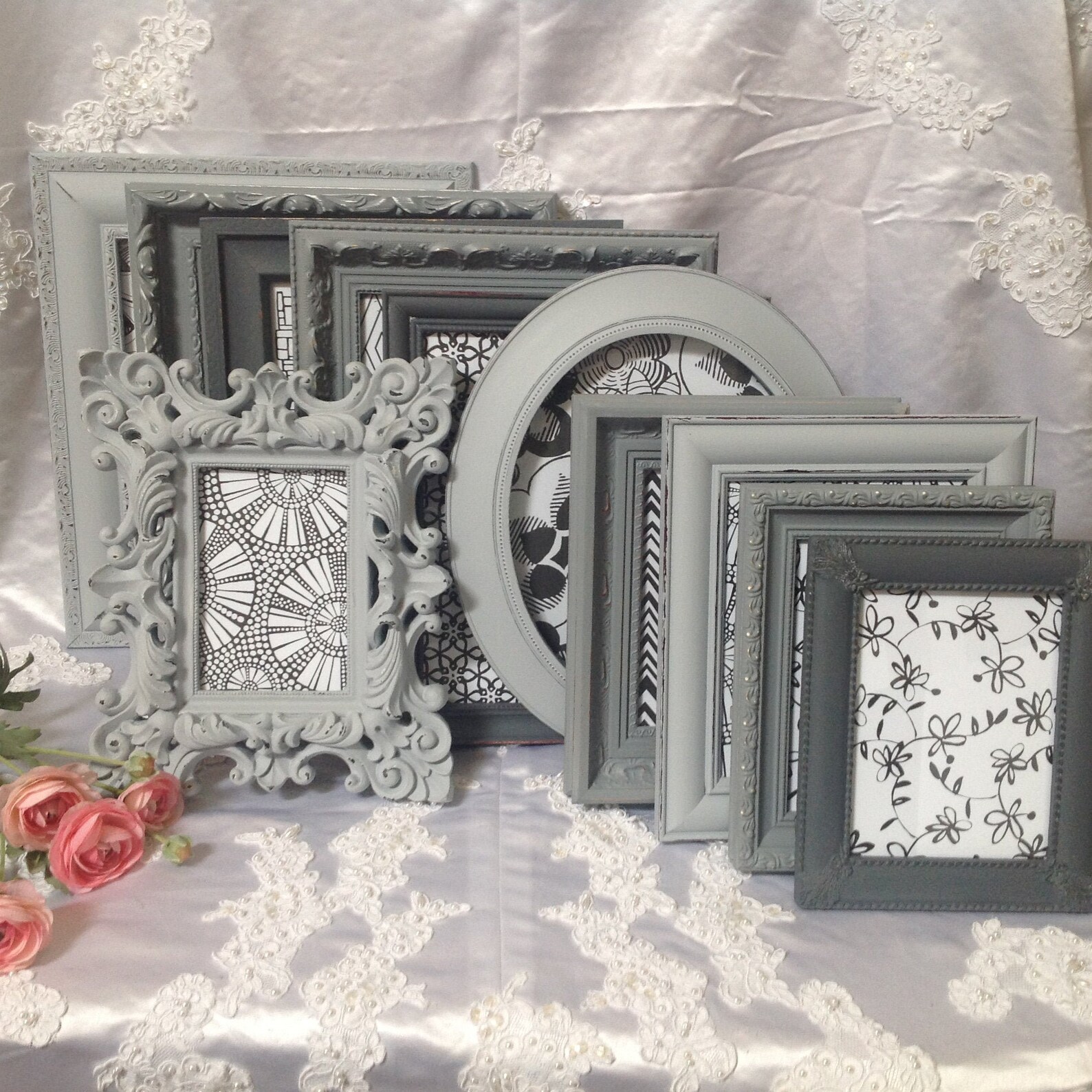 Picture Frame Set Shabby Chic Picture Frame Hand Painted - Etsy