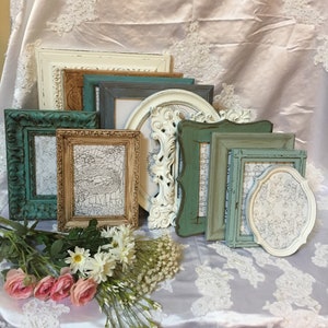 Picture Frame Set Ornate Mix Hand Painted Distressed Shabby Chic ...
