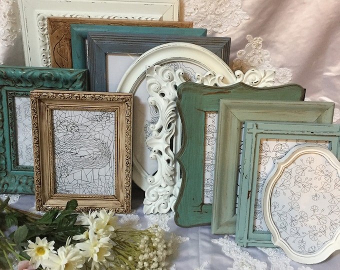 Picture Frame Set Ornate Mix Hand Painted Distressed Shabby Chic ...