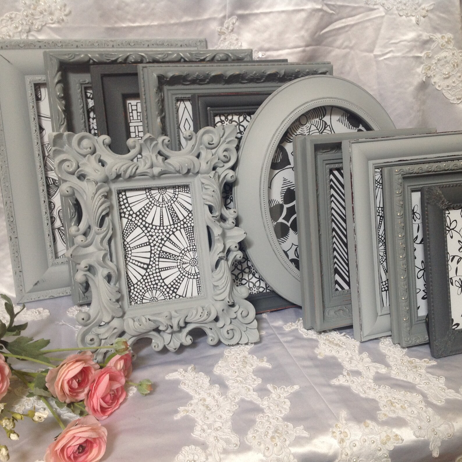 Picture Frame Set Shabby Chic Picture Frame Hand Painted - Etsy