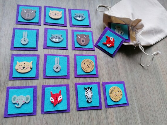 Memory game made in felt with beautiful wooden buttons. | Etsy