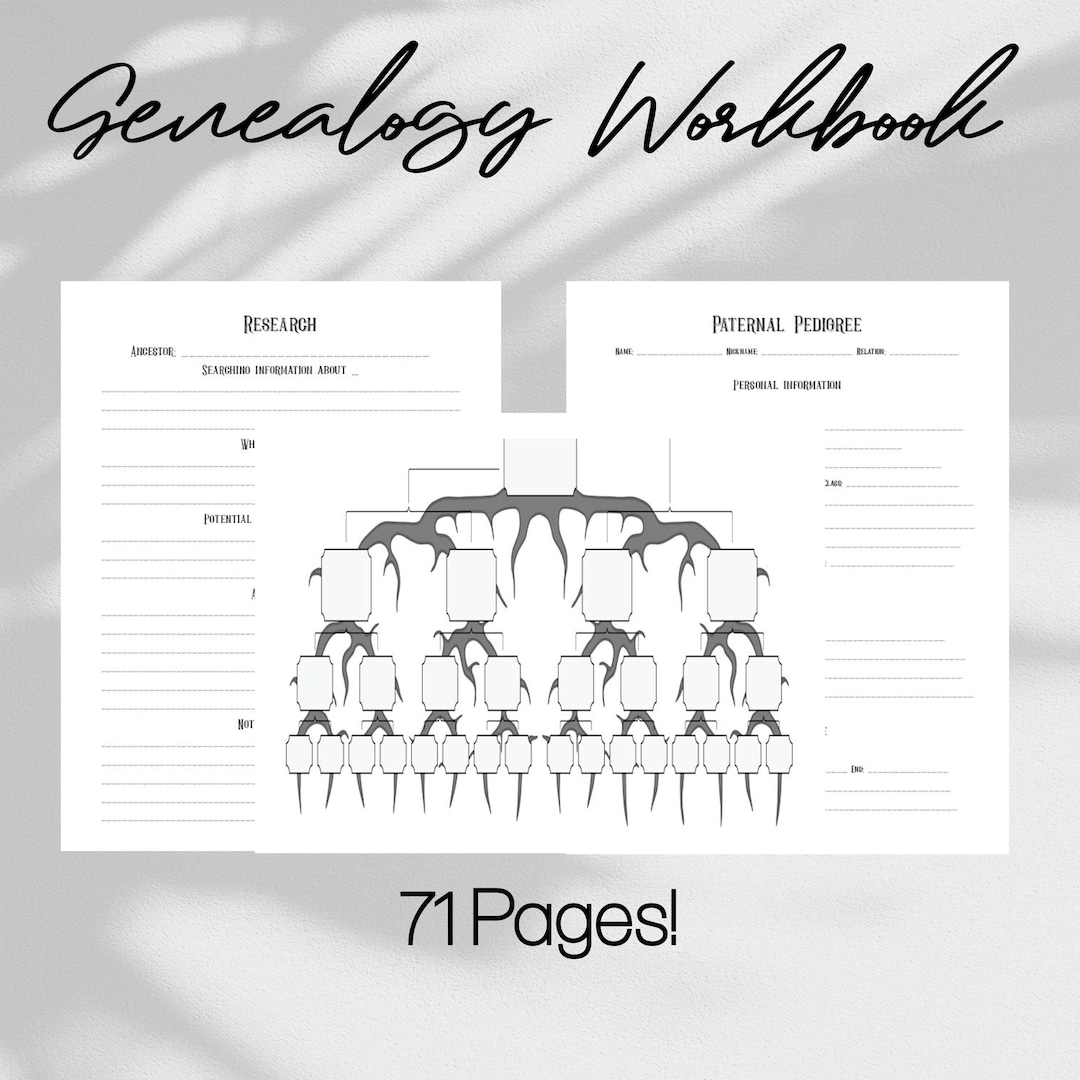 Genealogy Workbook & Organizer - PDF Printable for Family, Ancestry ...