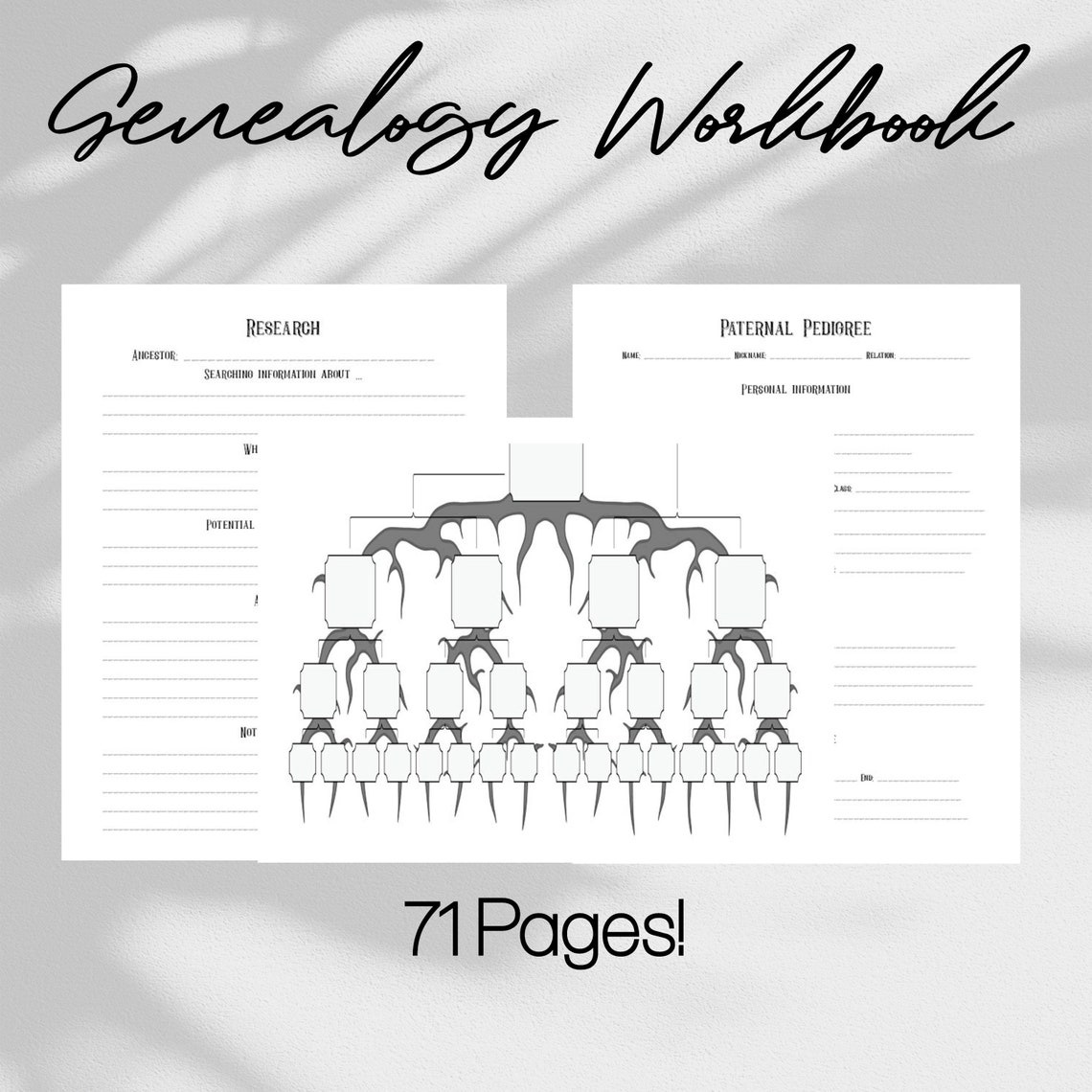 Genealogy Workbook & Organizer - PDF Printable for Family, Ancestry ...