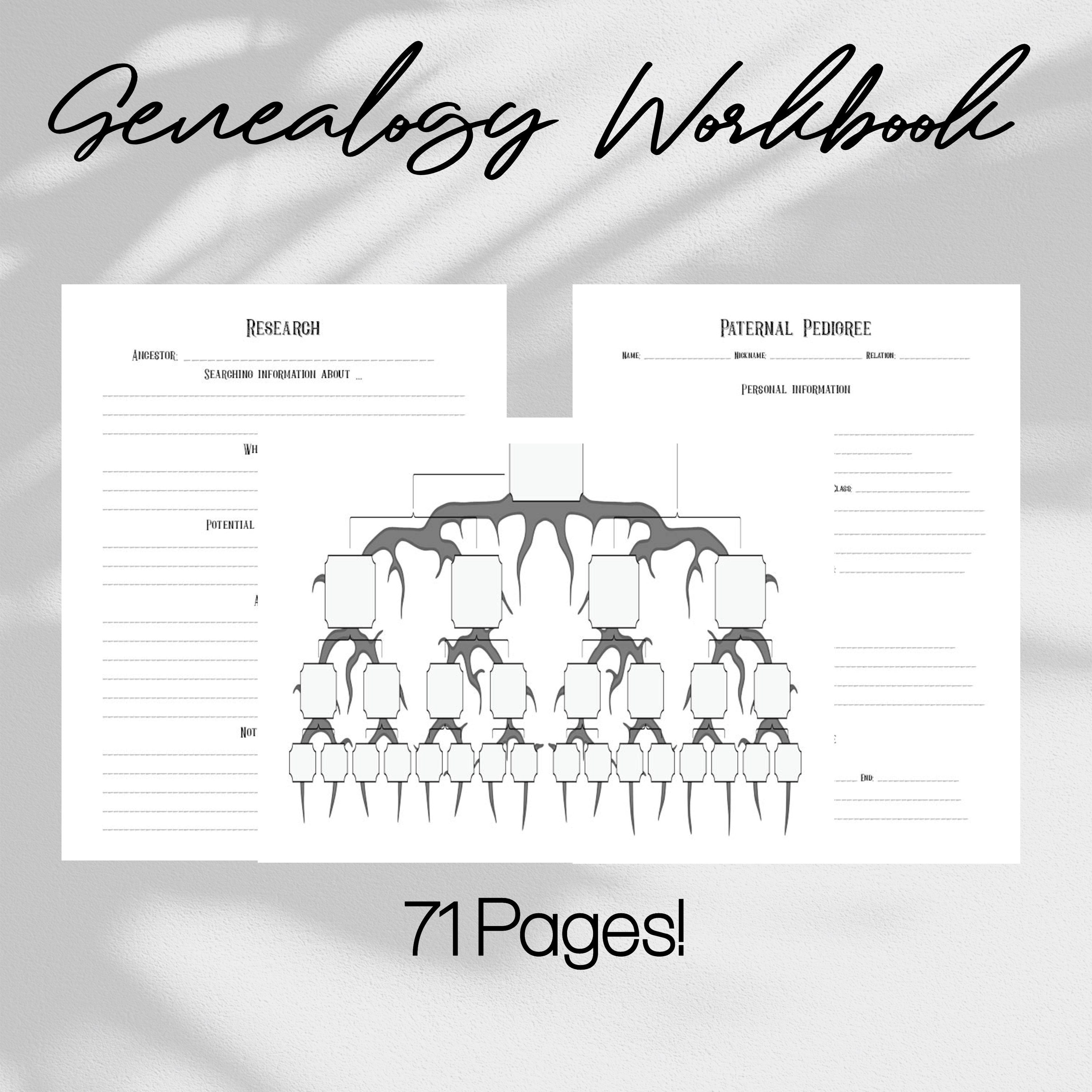 Genealogy Workbook & Organizer - PDF Printable for Family, Ancestry ...