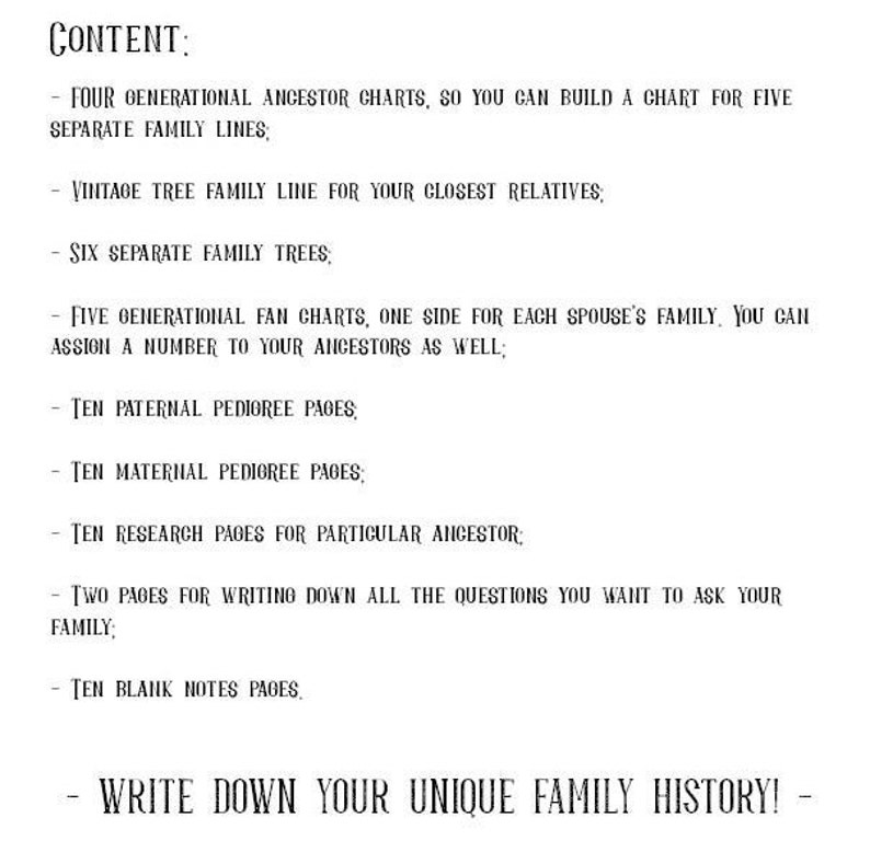 Genealogy Workbook & Organizer - PDF Printable for Family, Ancestry ...