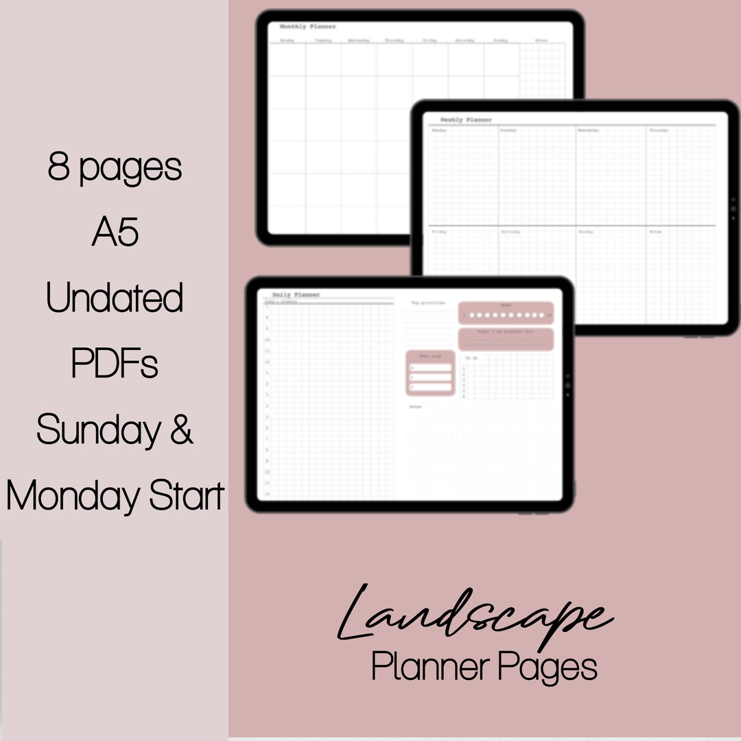 Landscape Planner Printables - 8 Pages - A5 - PDF - Undated - Etsy