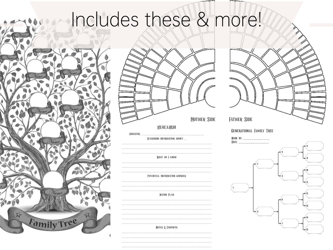 Genealogy Workbook & Organizer - PDF Printable for Family, Ancestry ...