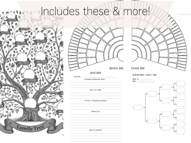 Genealogy Workbook & Organizer - PDF Printable for Family, Ancestry ...