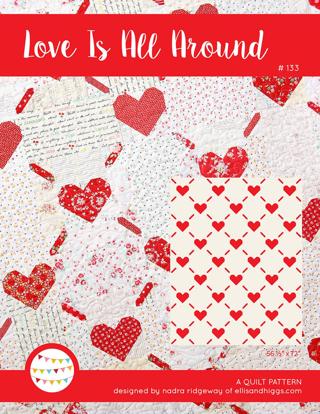 PDF Heart Quilt Pattern - Love is All Around Heart Quilt - Etsy