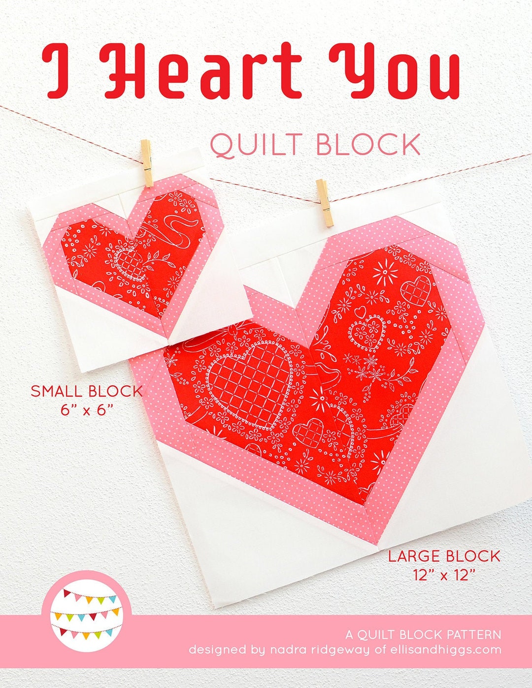 PDF Heart Quilt Pattern - I Heart You - Etsy