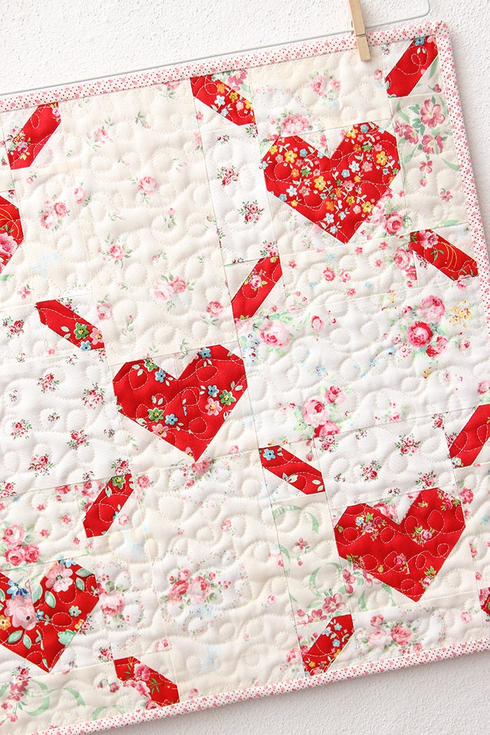 PDF Heart Quilt Pattern Love is All Around Heart Mini Quilt - Etsy