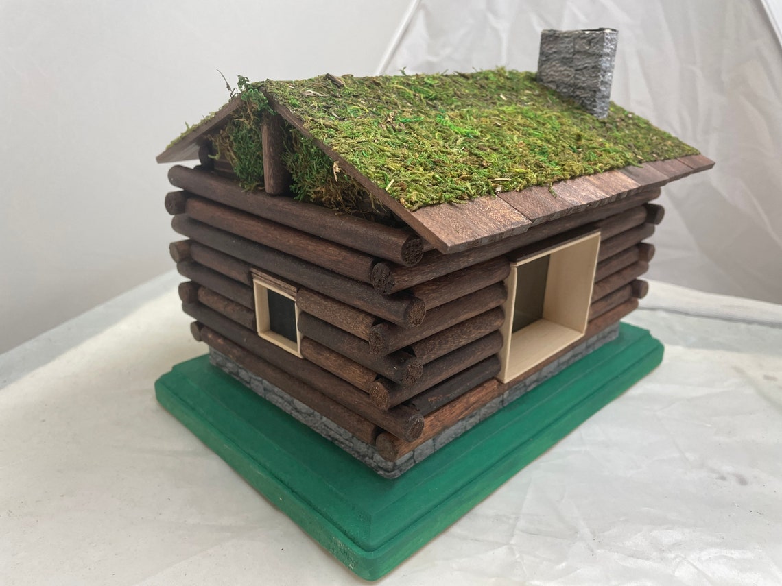 Wooden Log Cabin Coin Bank | Etsy