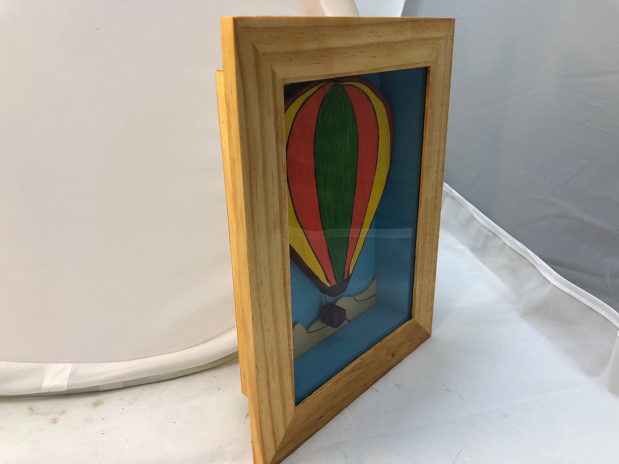 Wooden Shadow Box of a Hotair Balloon