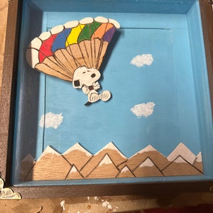 Shadow Box With Snoopy Skydiving - Etsy