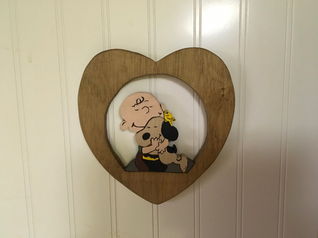 Wooden Wall Hanging With Charlie Brown Hugging Snoopy and Woodstock - Etsy