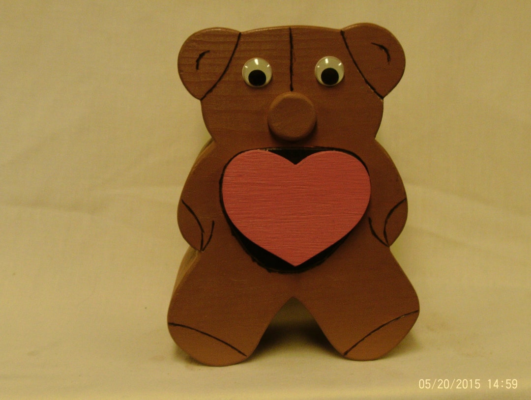 Wooden Teddy Bear Coin Bank With Hidden Access - Etsy