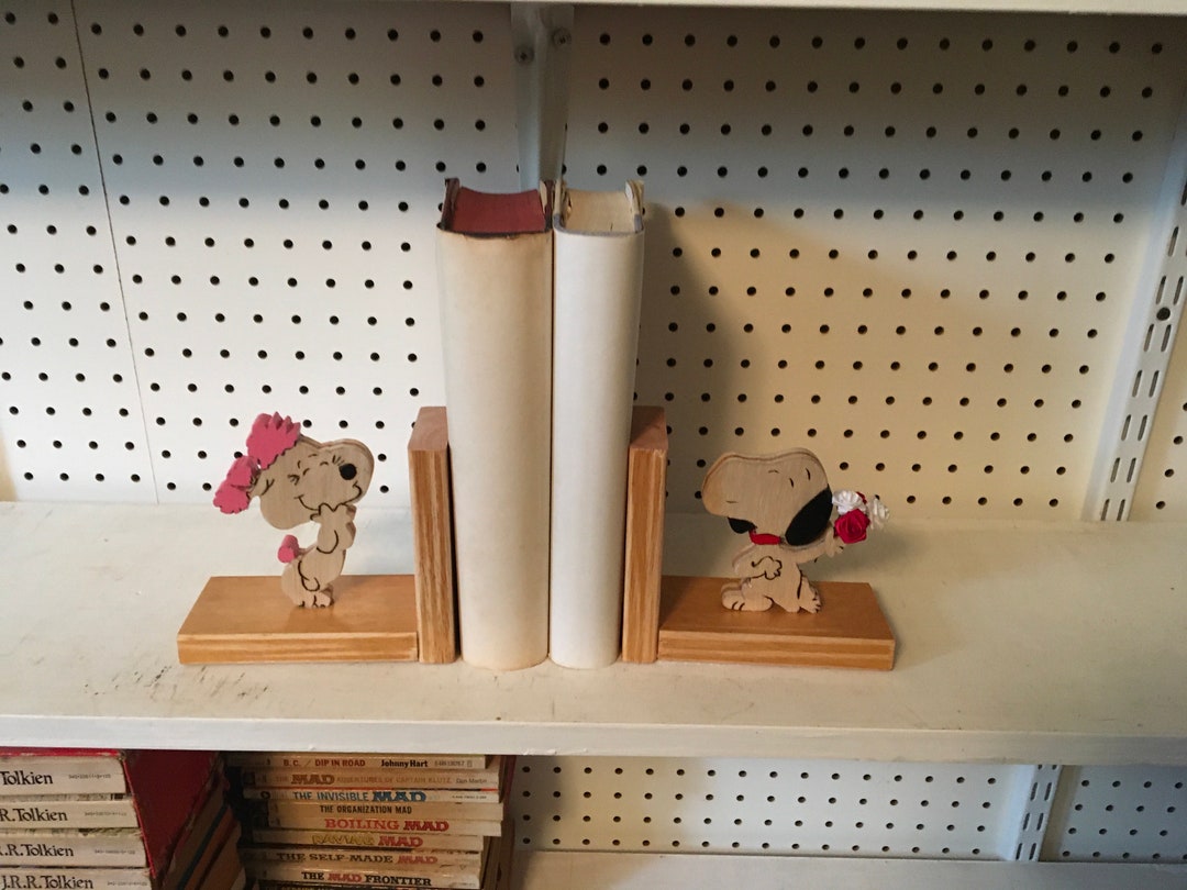 Wooden Bookend of Snoopy and His Girl Friend FIFI. - Etsy