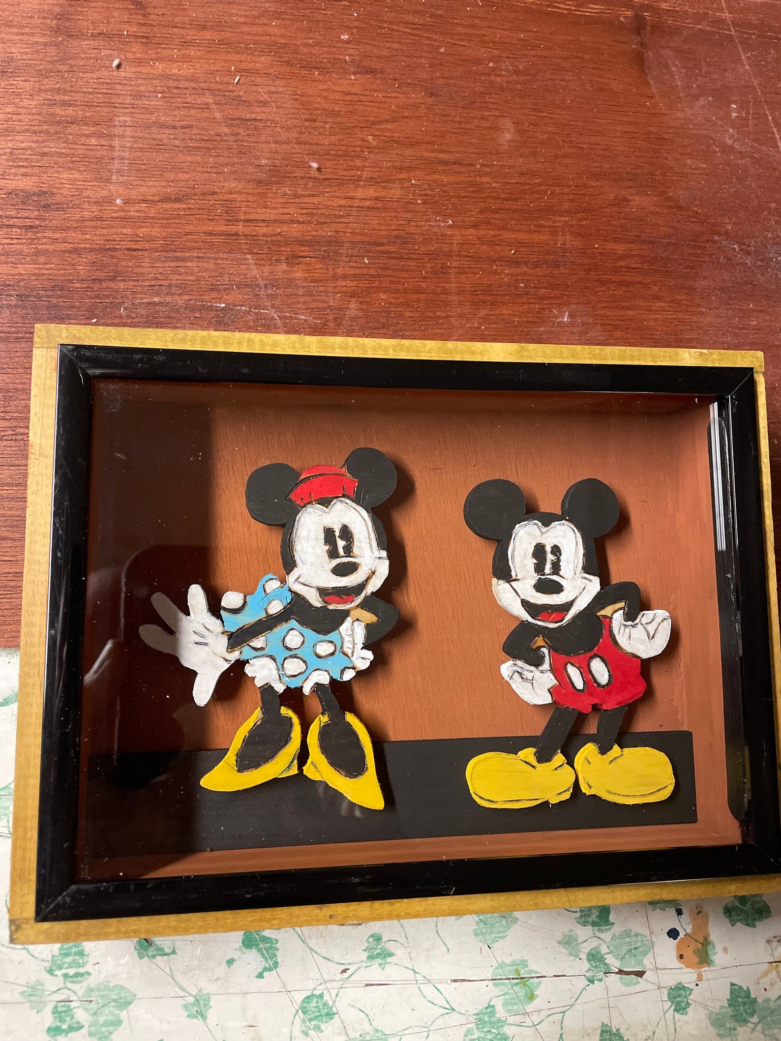 Wooden Shadow Box With Minnie and Mickey Mouse - Etsy