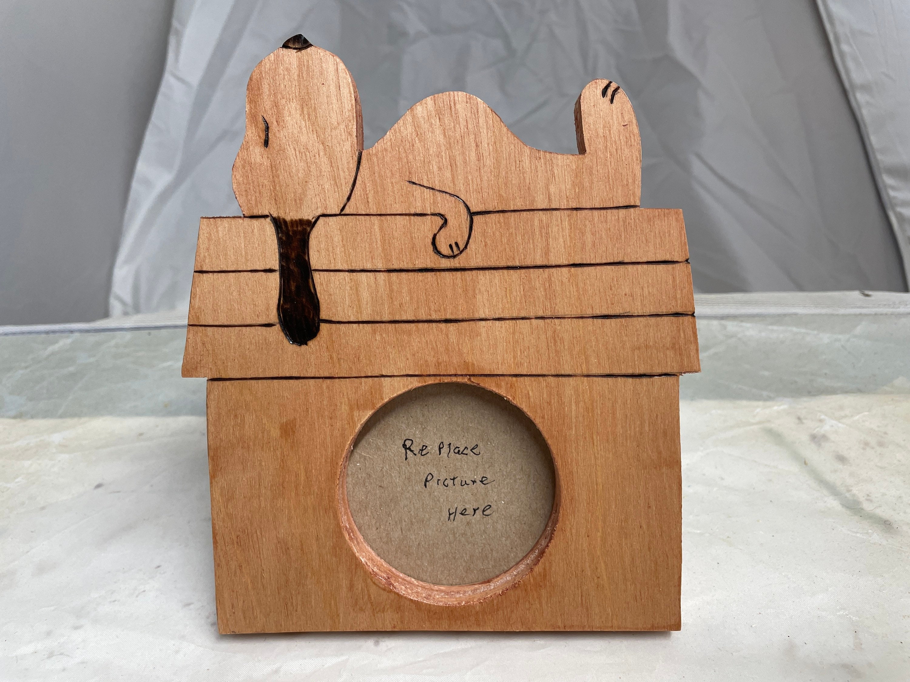 Wooden Snoopy picture frame