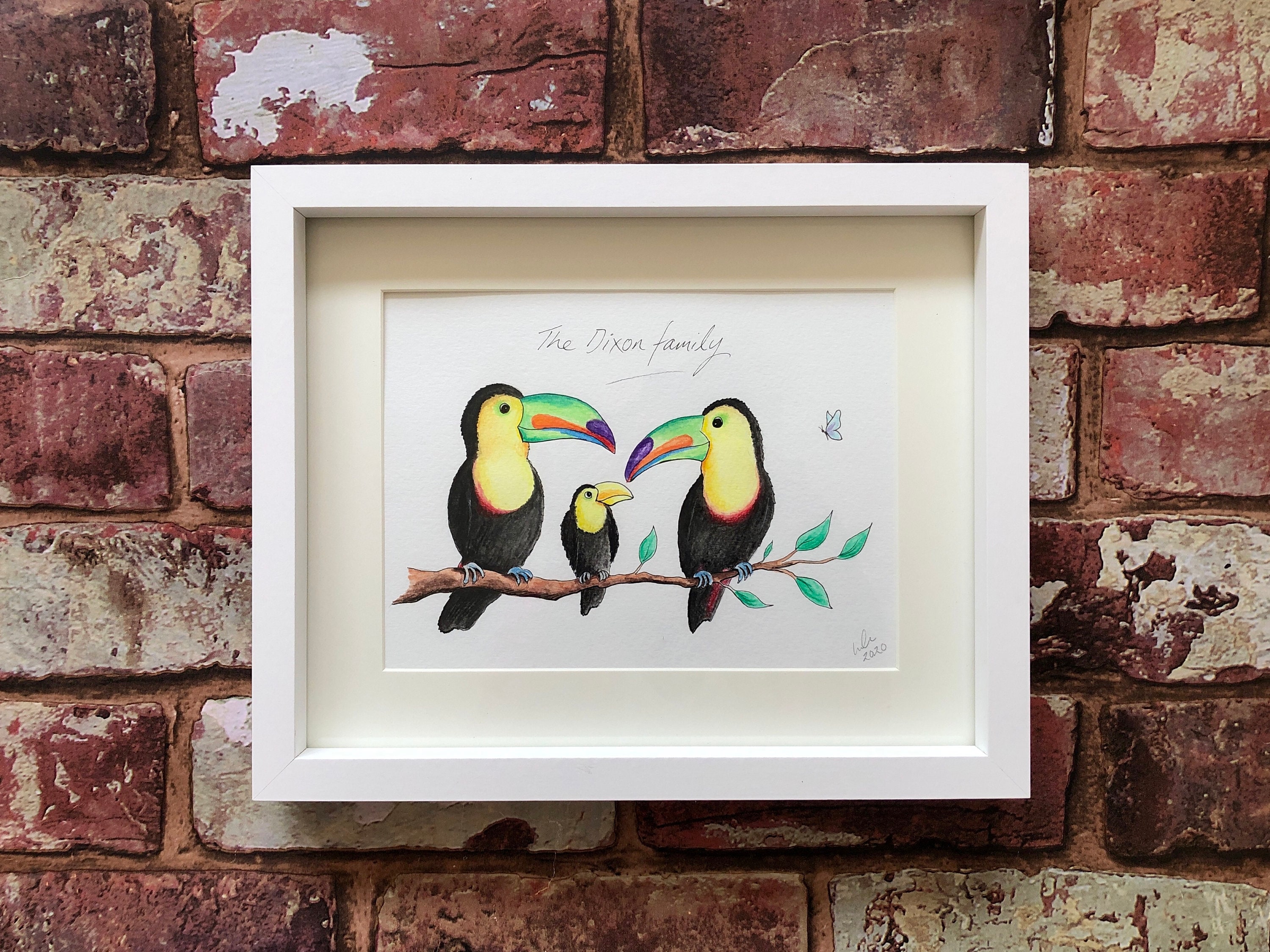 Toucan Family Portrait Hand drawn Hand painted | Etsy