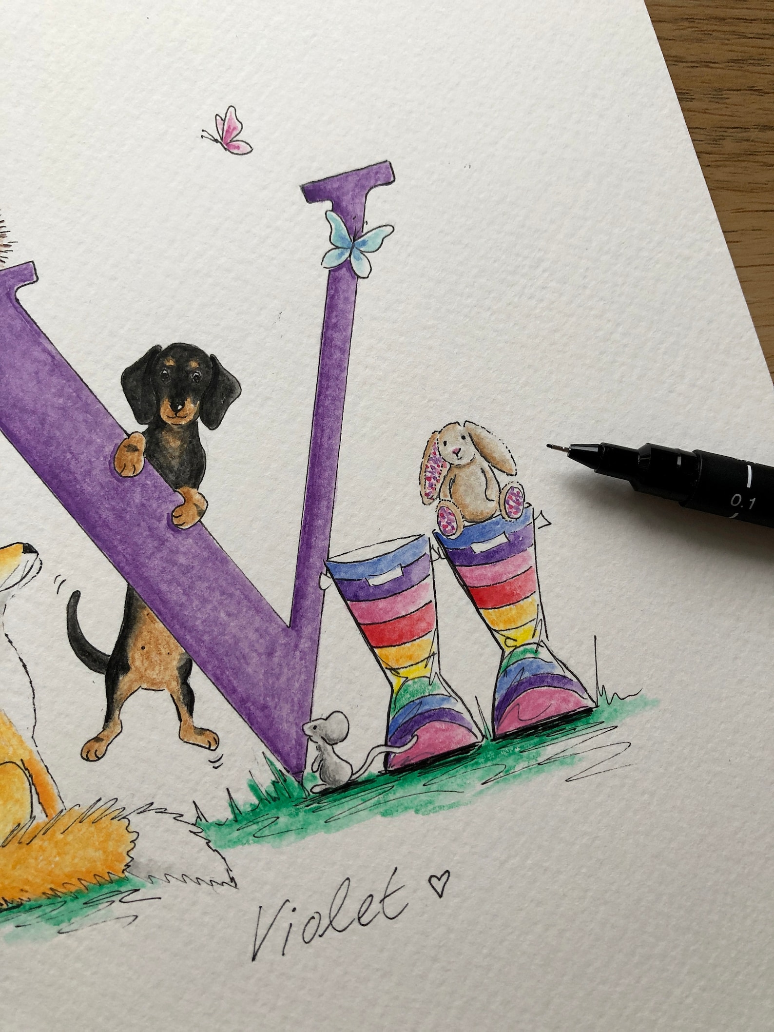 Childrens Initial Hand Drawn & Painted Personalised - Etsy