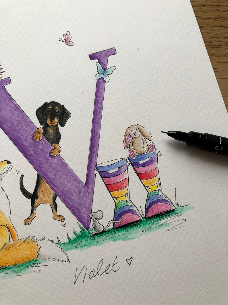 Childrens Initial Hand Drawn & Painted Personalised - Etsy