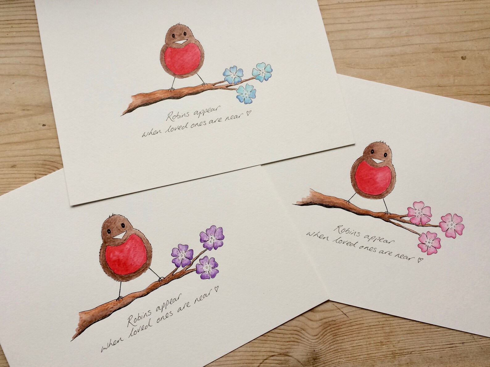 Robins Appear When Loved Ones Are Near | Robin | Hand Drawn & Painted ...