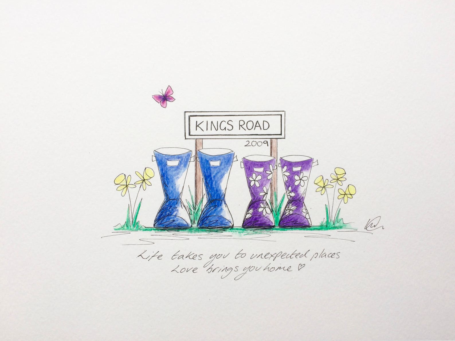 Family Portrait Street Name Wellies Family Welly Boot - Etsy