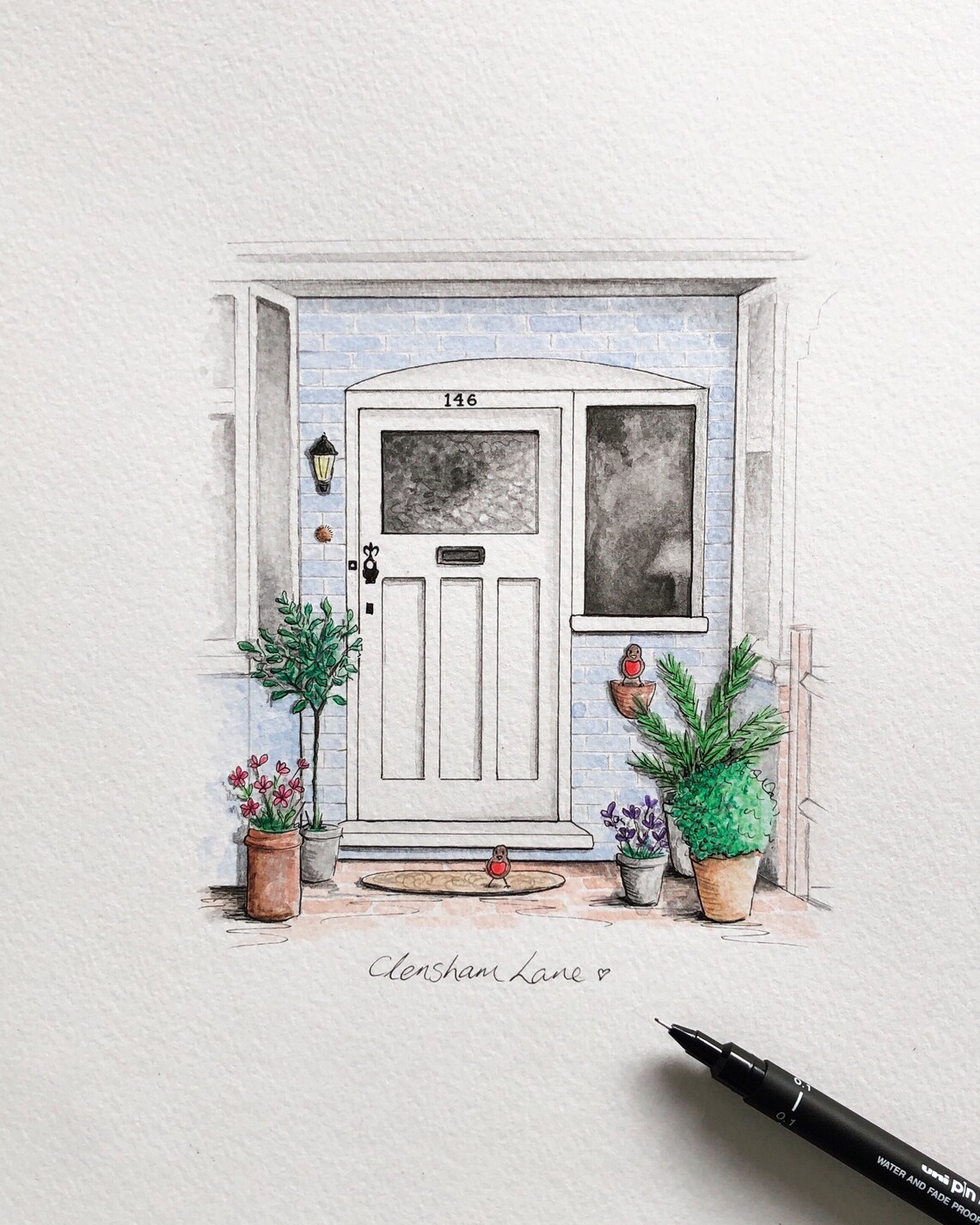 Front Door Portrait Family Portrait Hand Drawn Painted - Etsy