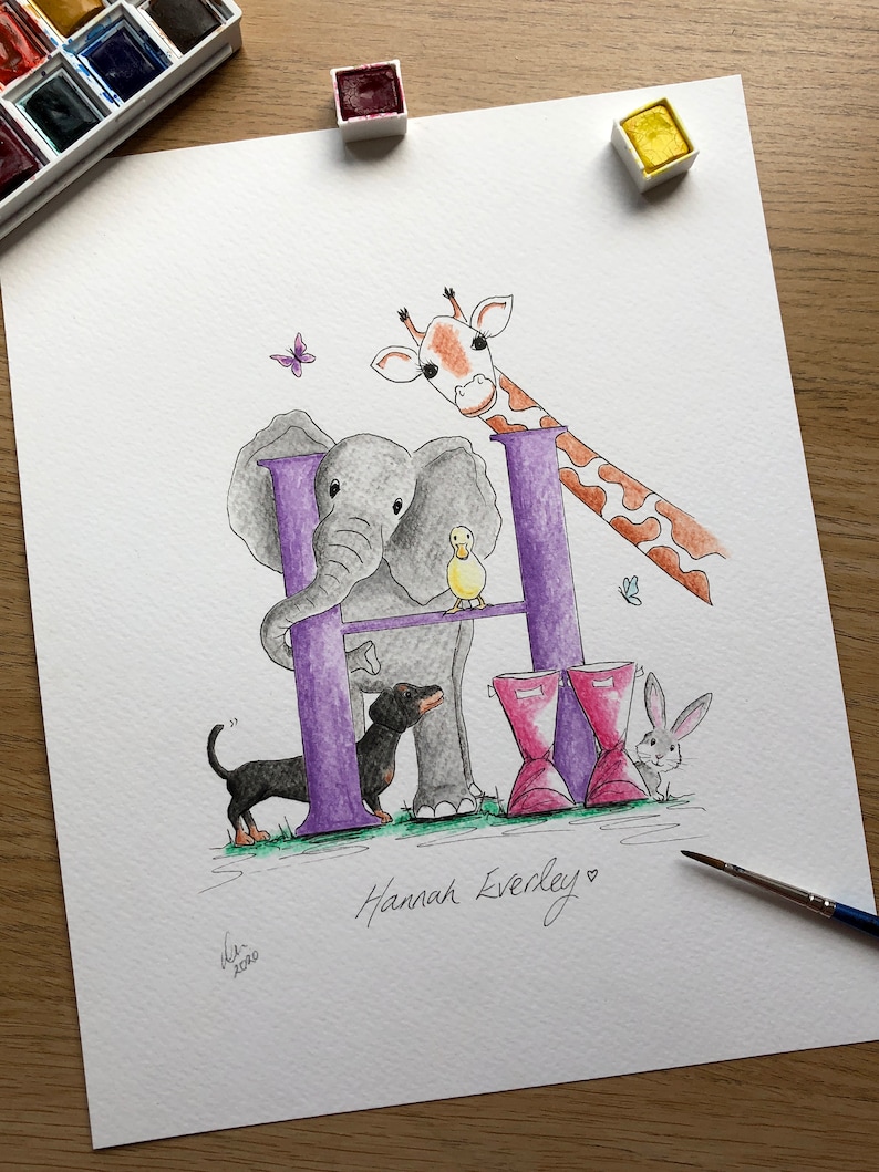 Childrens Initial Hand Drawn & Painted Personalised - Etsy